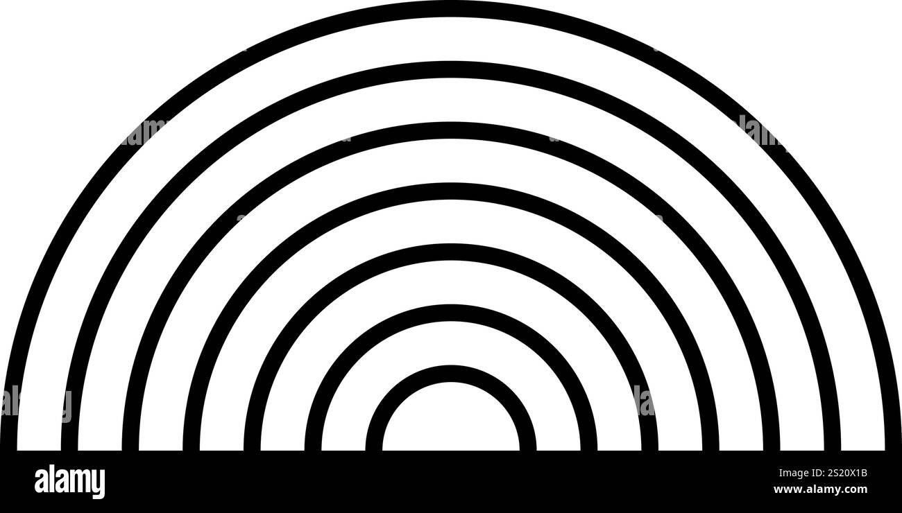 Rainbow lines. Archway shapes. Semicircle geometric figures in trendy boho style. Minimalistic ...