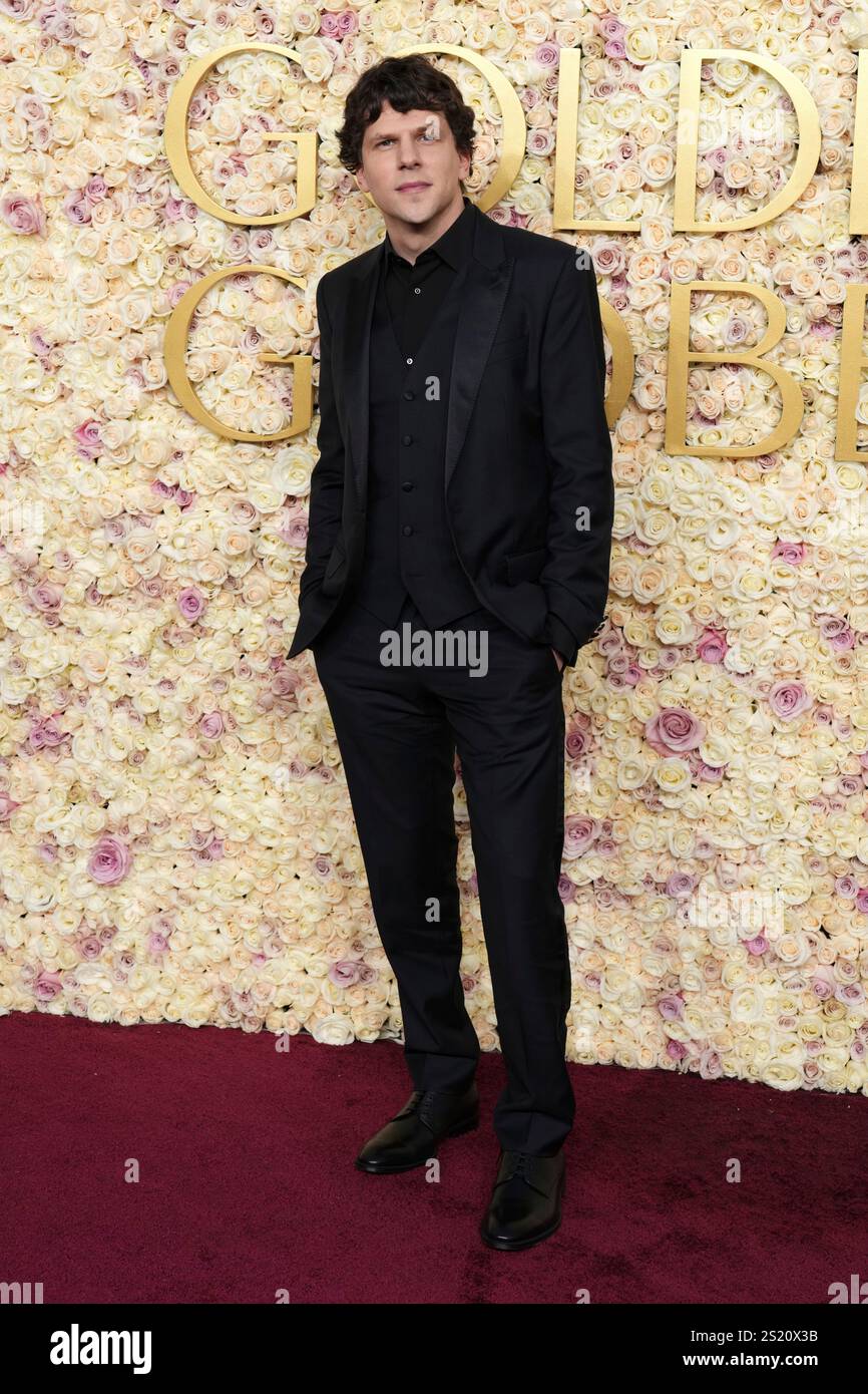 Jesse Eisenberg arrives at the 82nd Golden Globes on Sunday, Jan. 5 ...