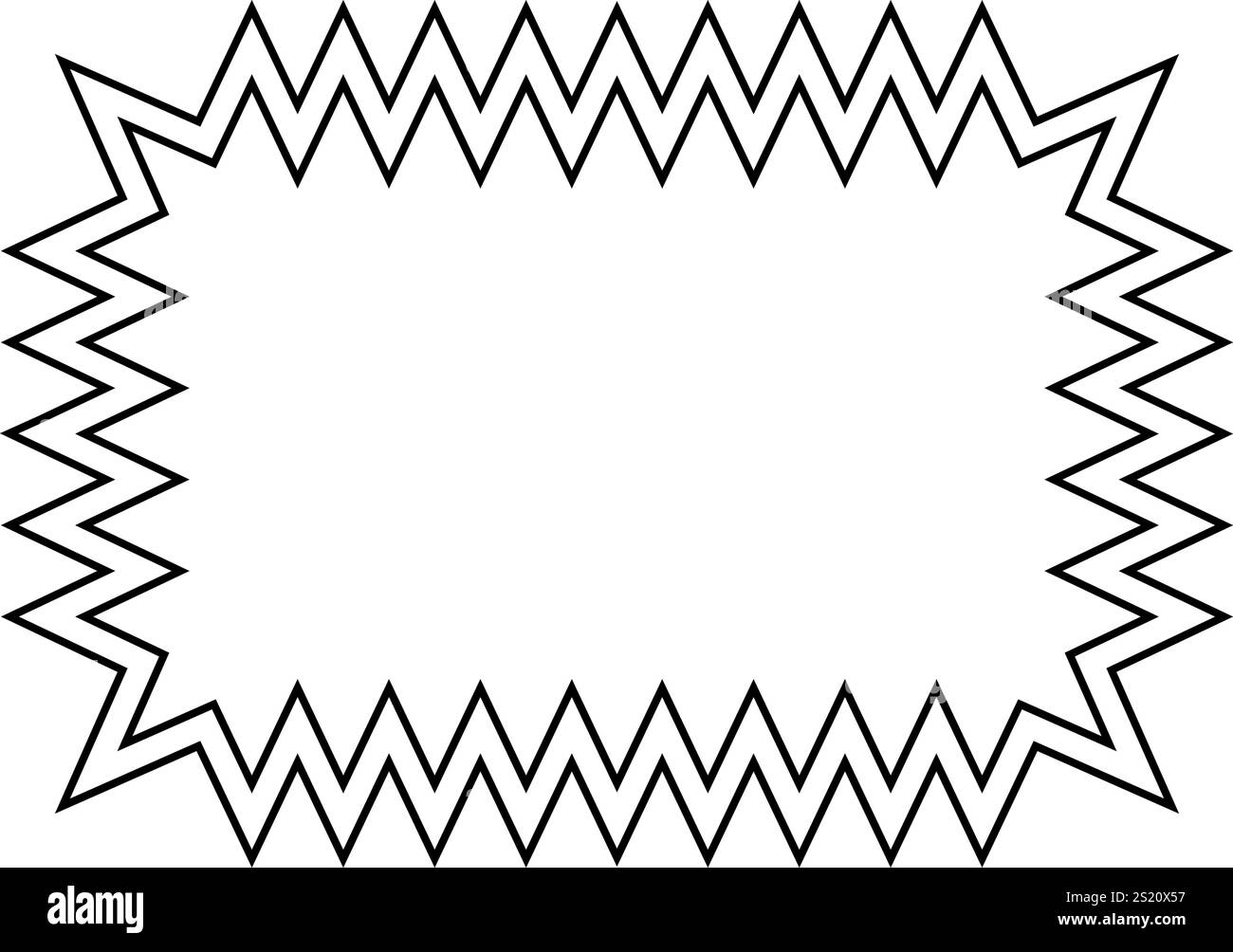 Rectangle Frame With Zigzag Edges Empty Text Box Speech Bubble Tag Or Label With Jagged