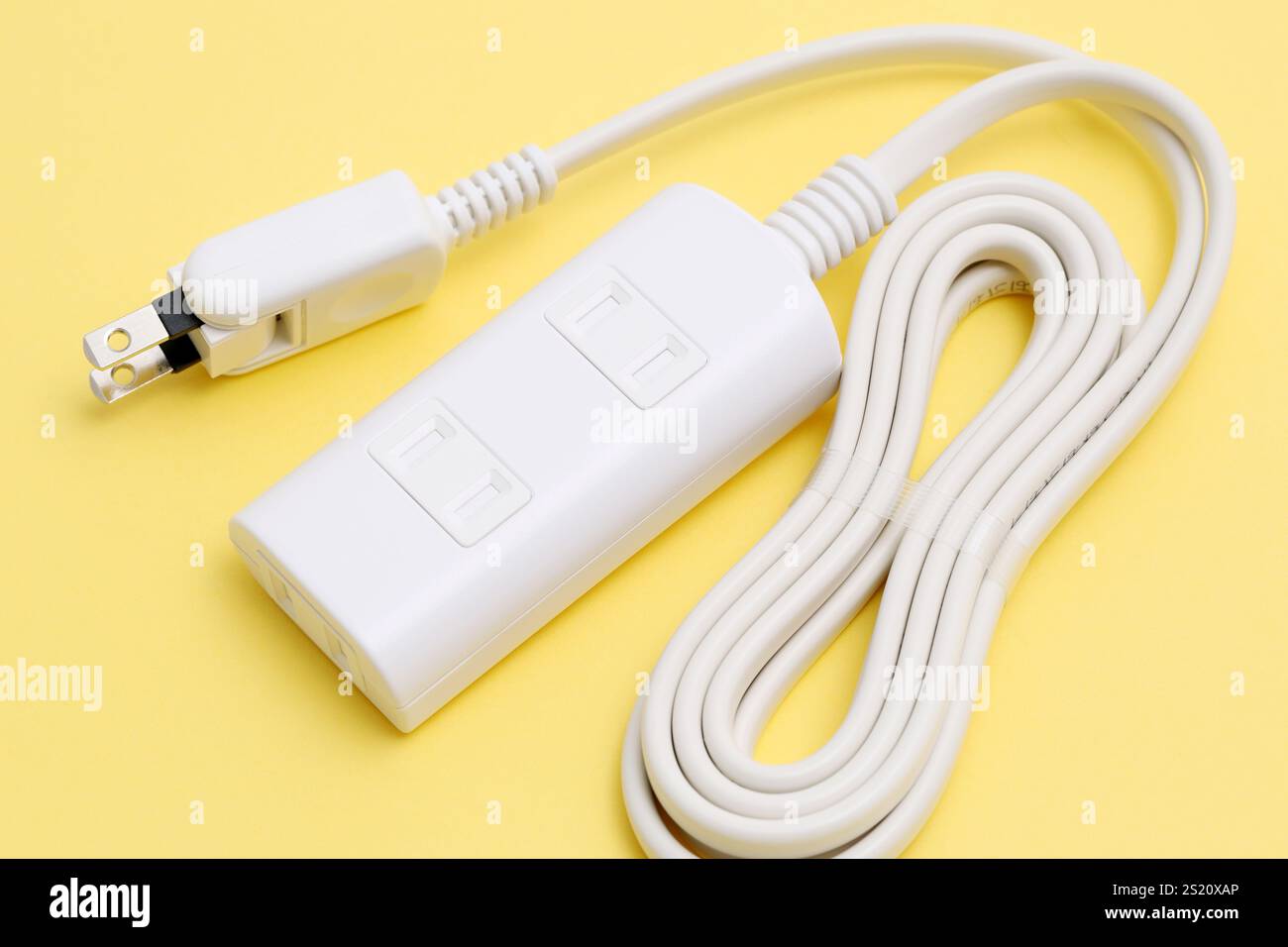 Extension with socket on white background. Electrical power strip or ...