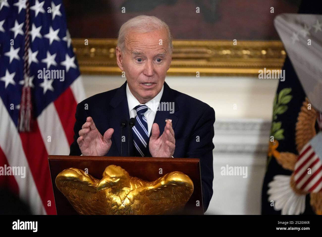 President Joe Biden speaks at a reception for new Democratic members of ...