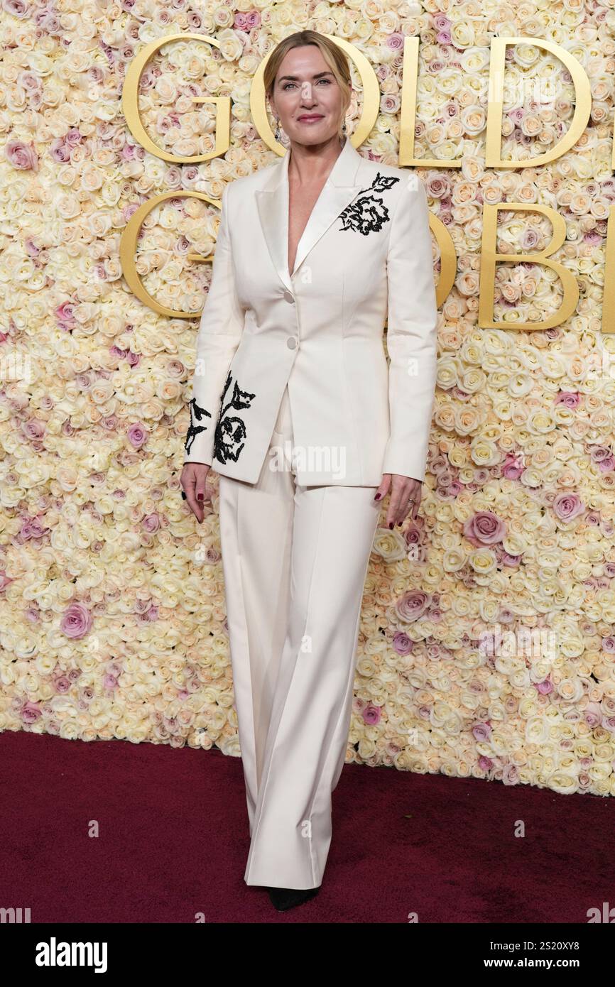 Kate Winslet arrives at the 82nd Golden Globes on Sunday, Jan. 5, 2025, at the Beverly Hilton in ...