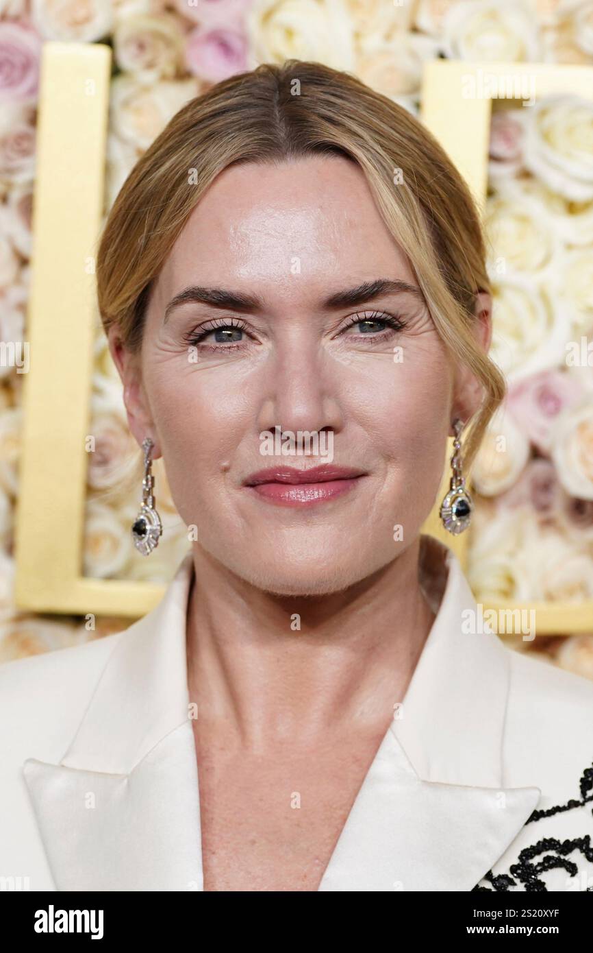 Kate Winslet arrives at the 82nd Golden Globes on Sunday, Jan. 5, 2025, at the Beverly Hilton in ...