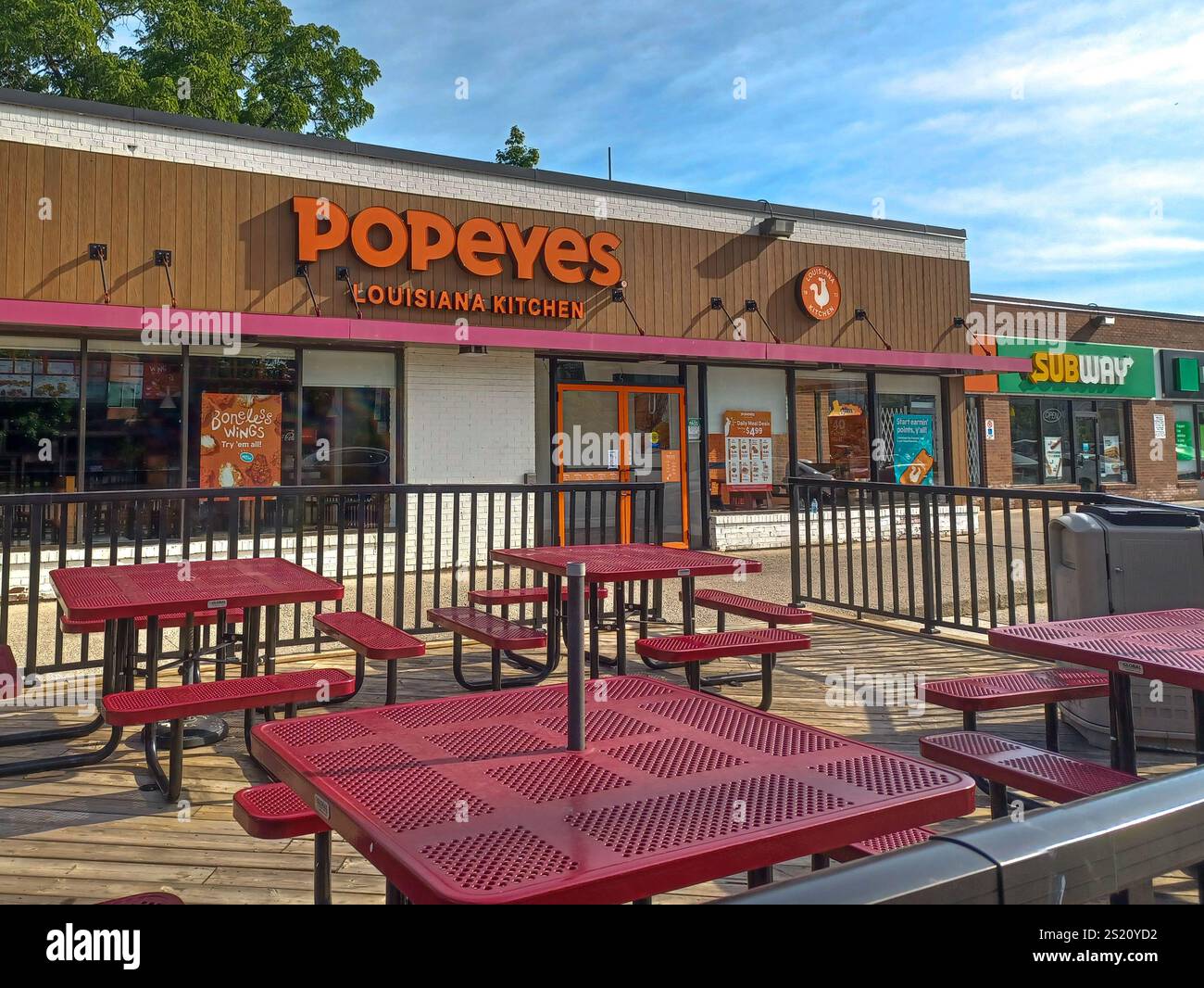 Toronto, ON, Canada – August 12, 2024: View at the sign of Popeyes ...
