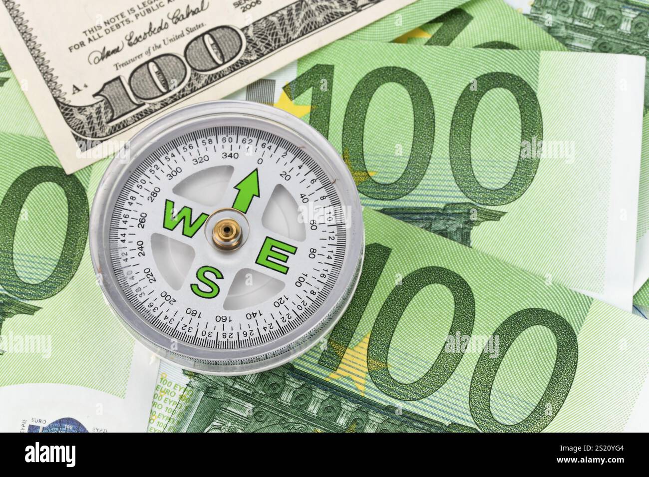 Dollar and euro banknotes. Symbol differences Euro Dollar Austria Stock ...