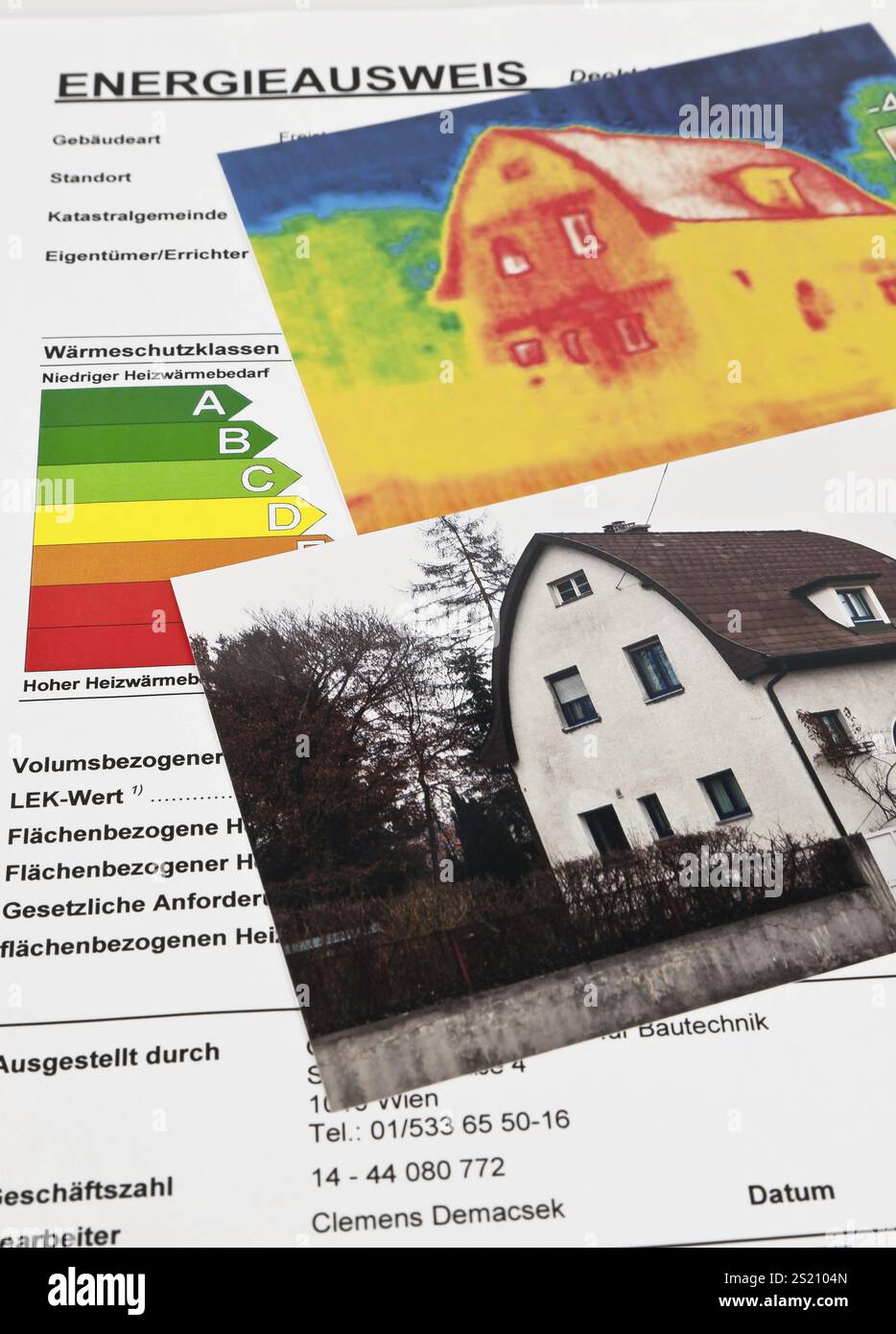 Saving energy through thermal insulation. House photographed with ...