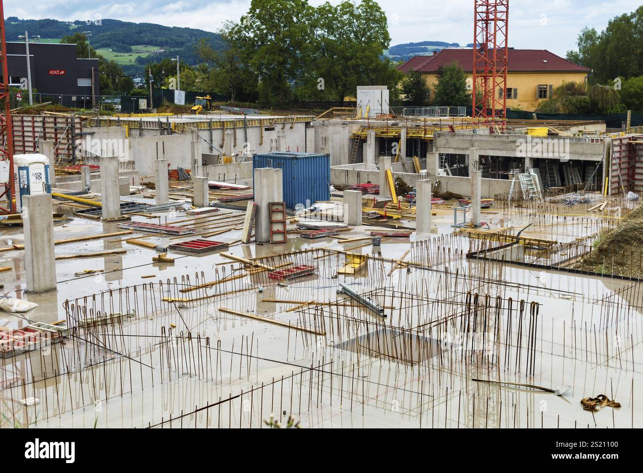 Win house is being built. Working with concrete for the basement of a ...