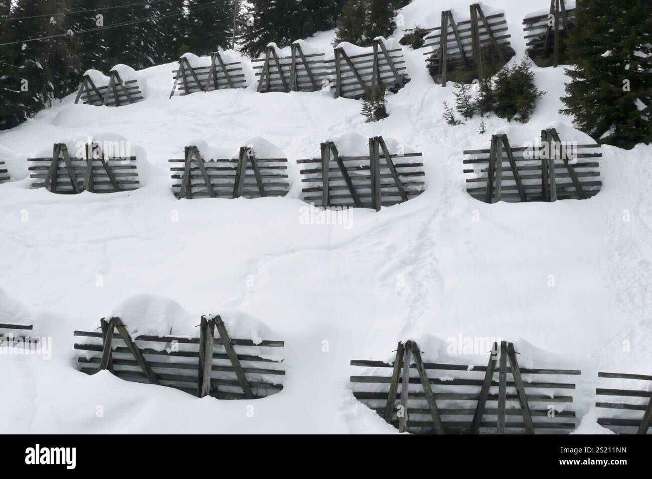 Avalanche barriers to protect against snow avalanches and snow slabs ...