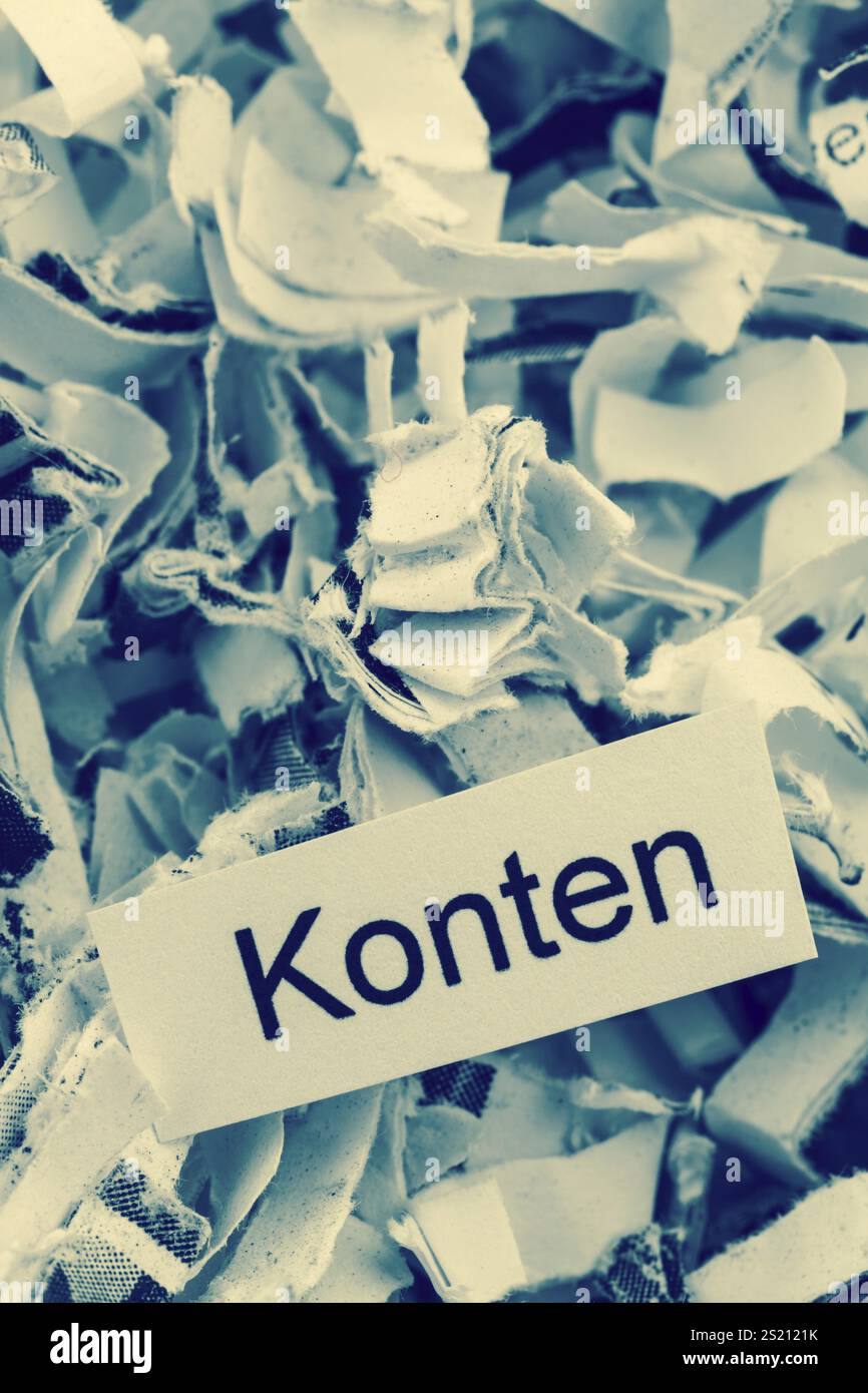 Paper shreds with the keyword accounts, symbolic photo for finance ...