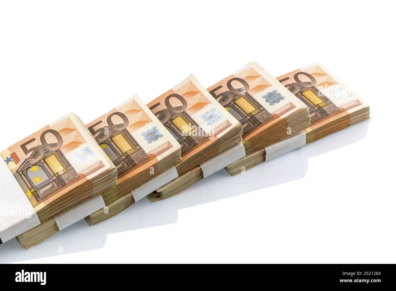 Stack of many fifty euro banknotes. Symbolic photo for money, wealth ...
