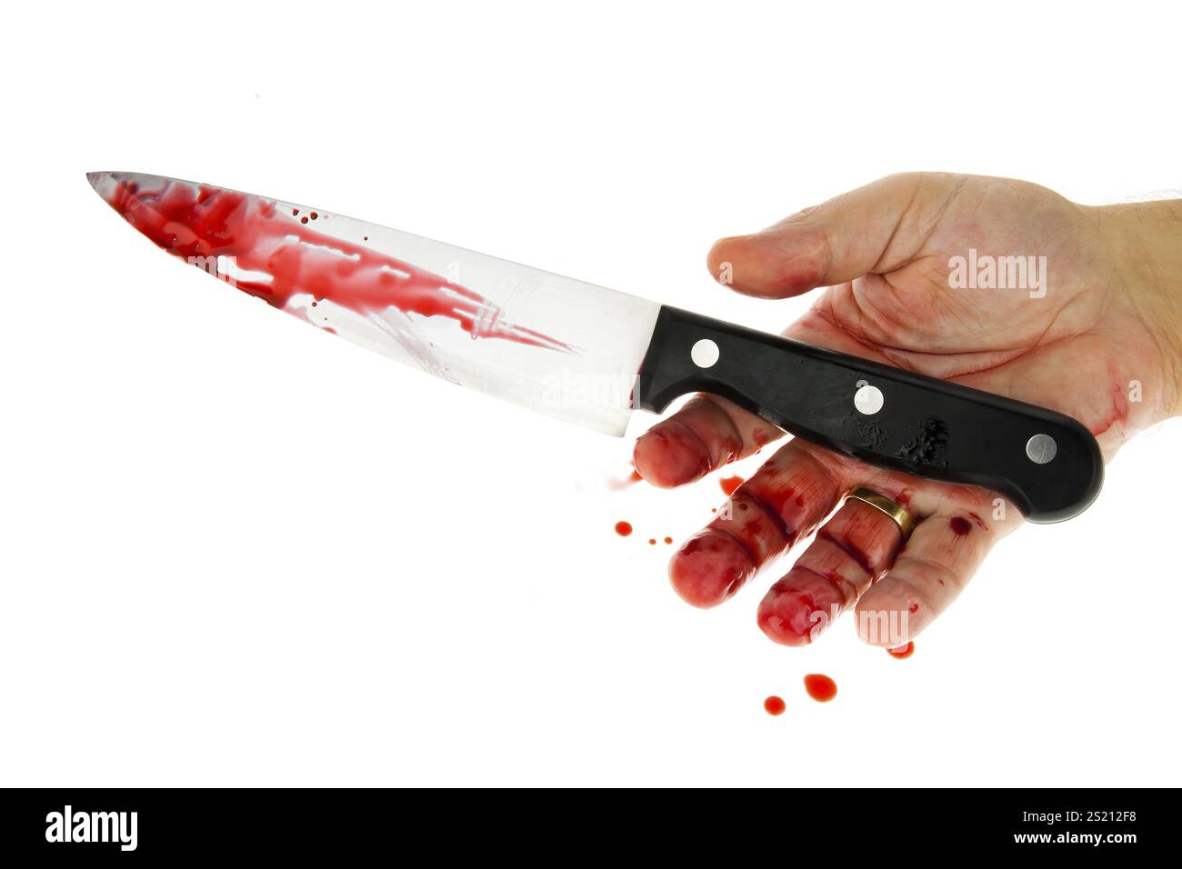 A knife smeared with blood. Murder weapon of a murder. Symbolic photo ...