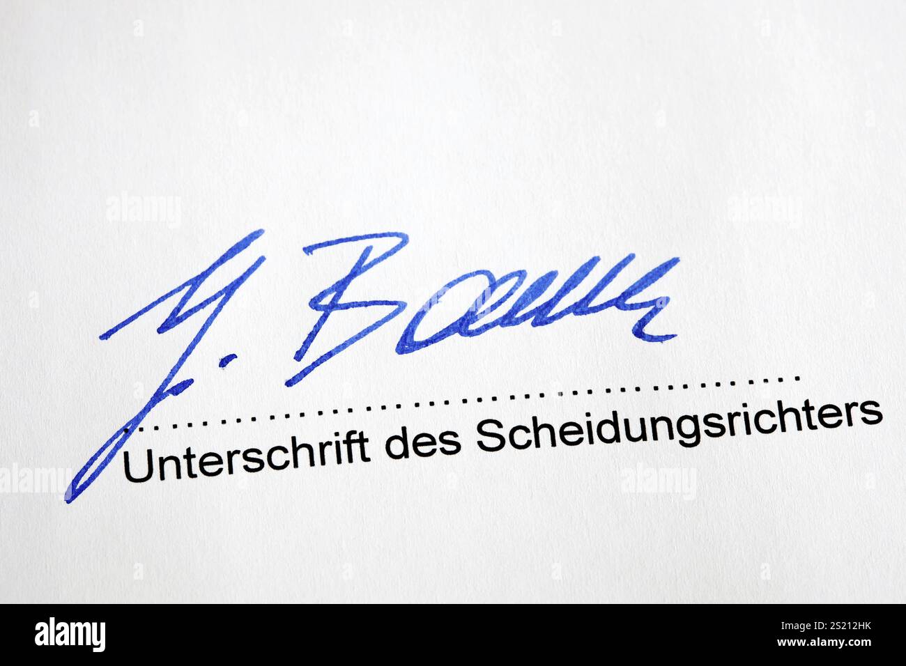 Signature of the divorce judge under a divorce decree Stock Photo - Alamy