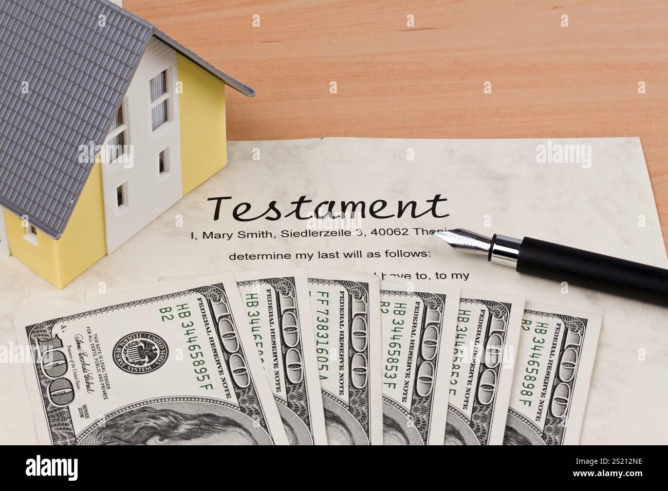 Many dollar banknotes and English will Stock Photo - Alamy