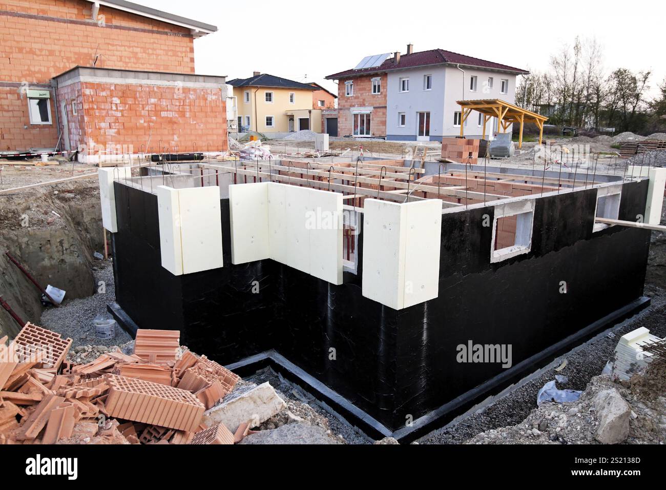 The basement construction of a residential house. Basement for a ...