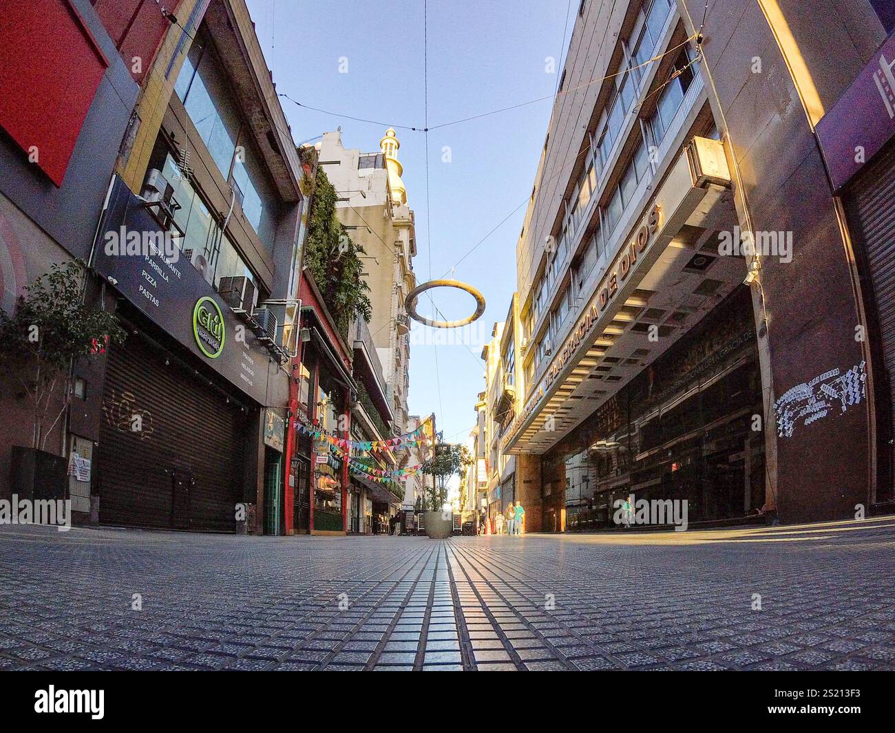 ground level view of the pedestrian Lavalle street in Buenos Aires at ...