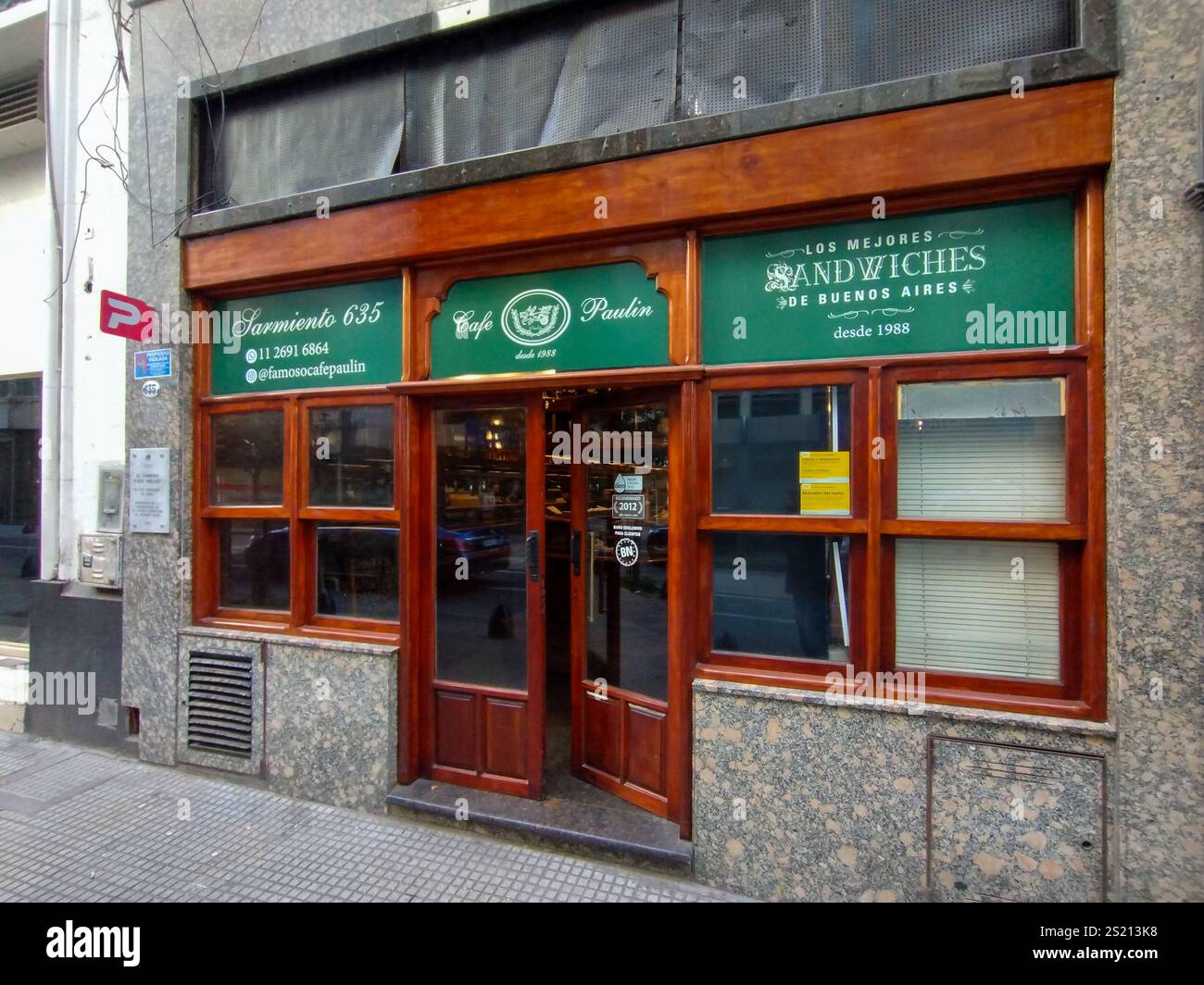 facade without people of the famous cafe Paulin in the city of buenos ...