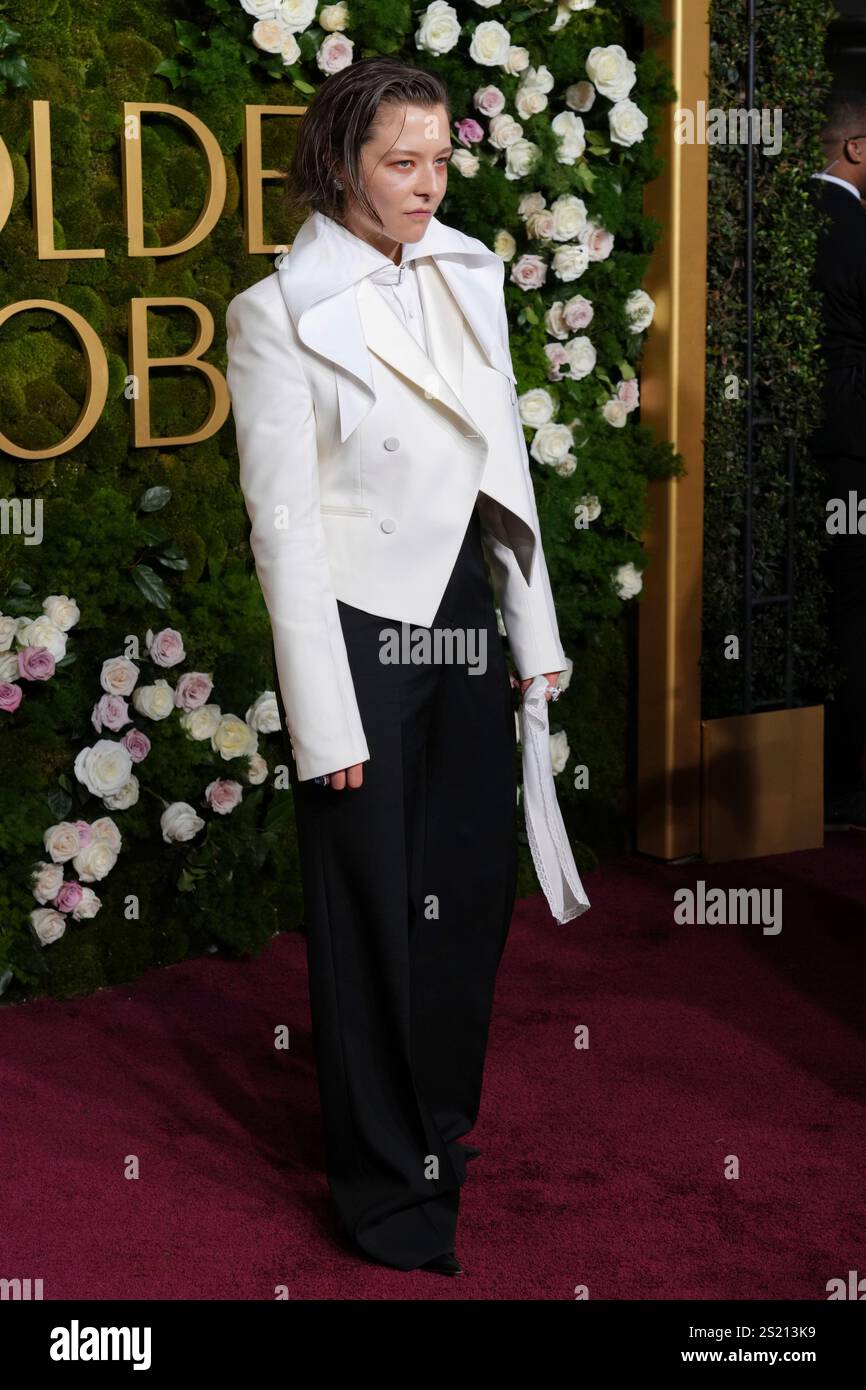 Emma D'Arcy arrives at the 82nd Golden Globes on Sunday, Jan. 5, 2025 ...