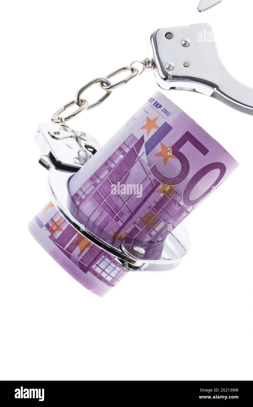 500 euro banknote with handcuffs Stock Photo - Alamy