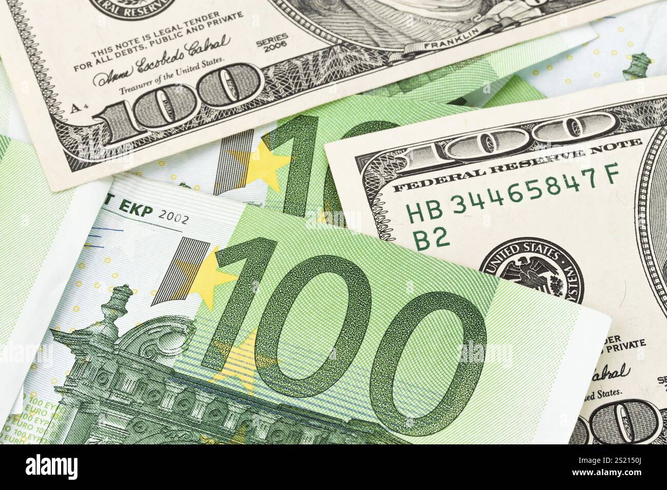 Dollar and euro banknotes. Symbol differences Euro Dollar Austria Stock ...