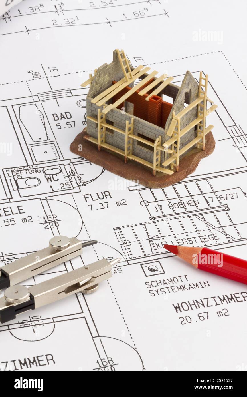 Construction plan for a residential building. Drawings and plans by an ...