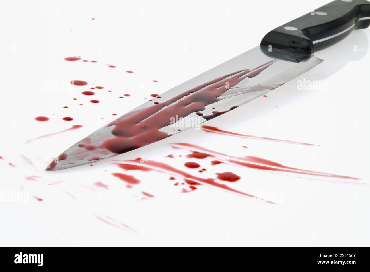 A knife smeared with blood. Murder weapon of a murder. Symbolic photo ...