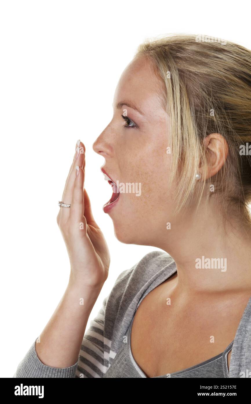 Hands over mouth hi-res stock photography and images - Alamy