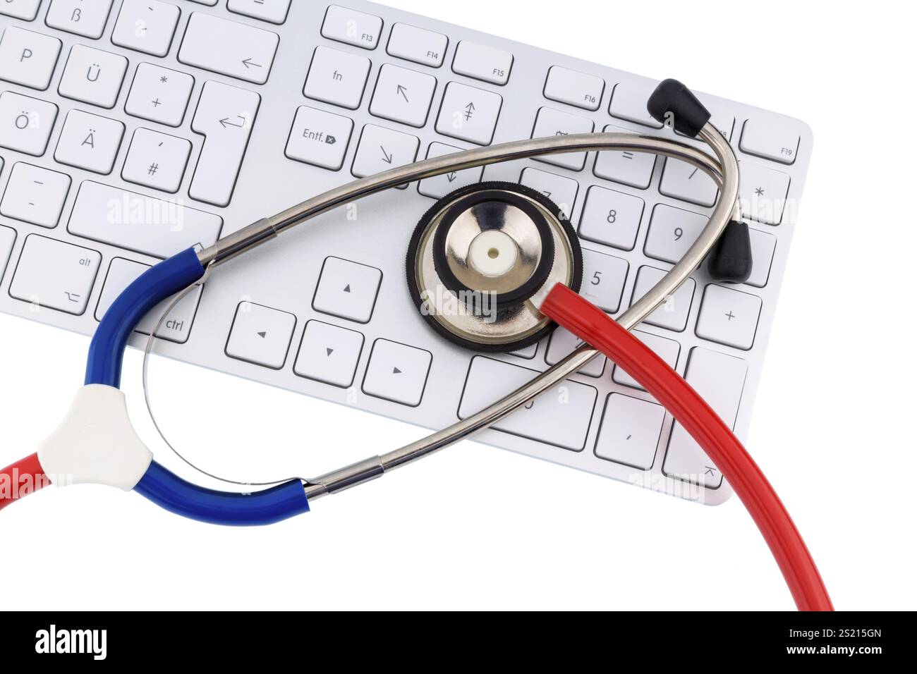 Stethoscope and keyboard of a computer, symbolic photo for diagnostics ...