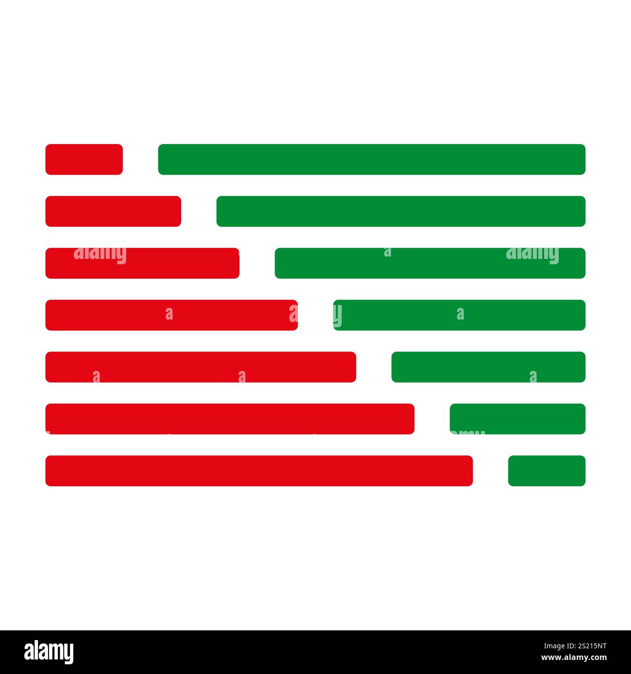 Red and green bars. Alternating color stripes. Horizontal line shapes ...