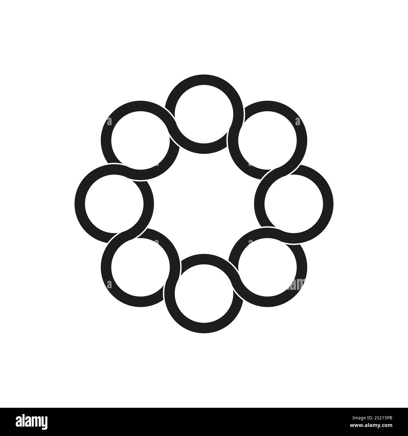 Chain circle icon. Black ring pattern. Intertwined loop shapes. Circular vector symbol Stock ...