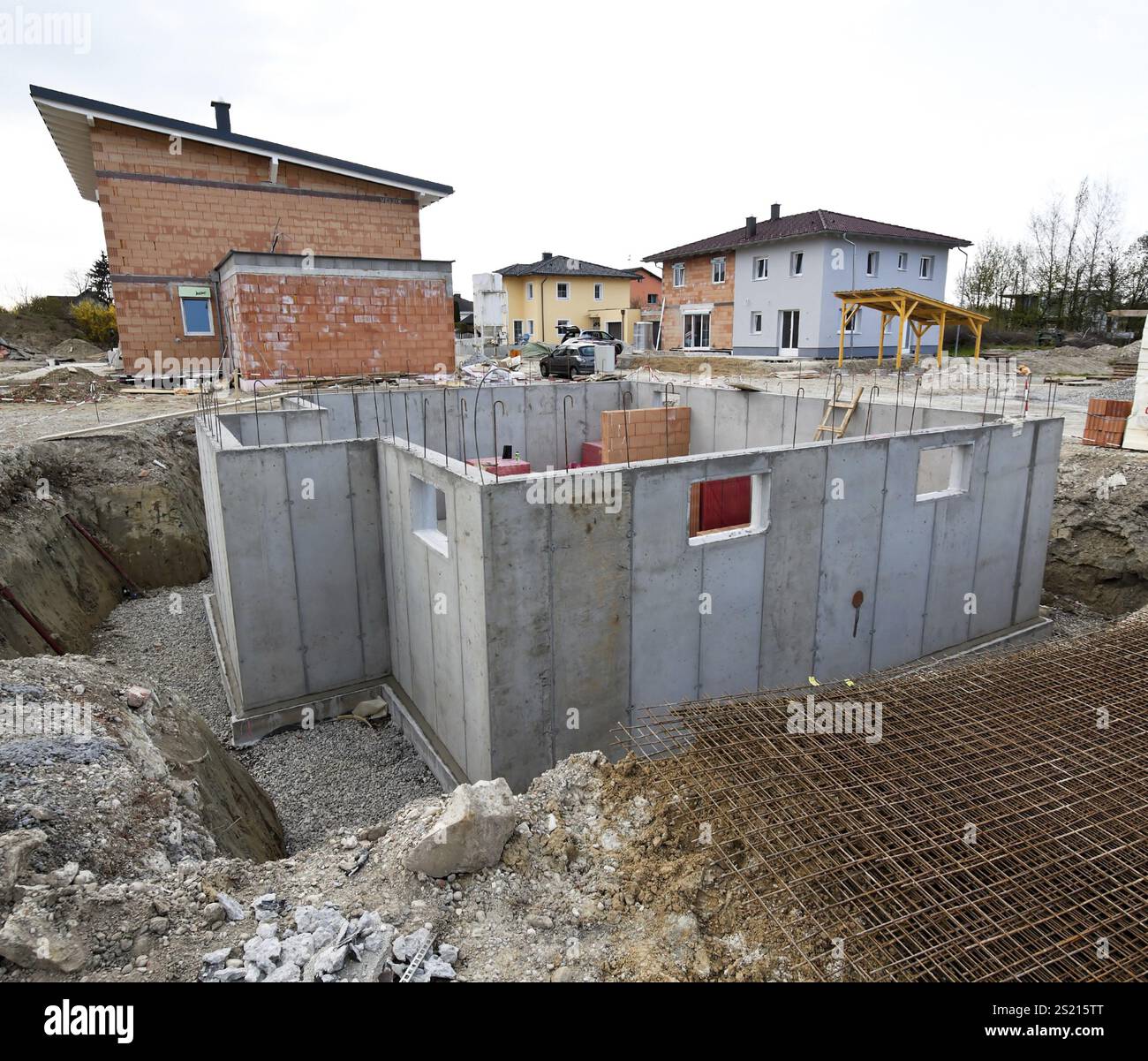 The basement construction of a residential house. Basement for a ...