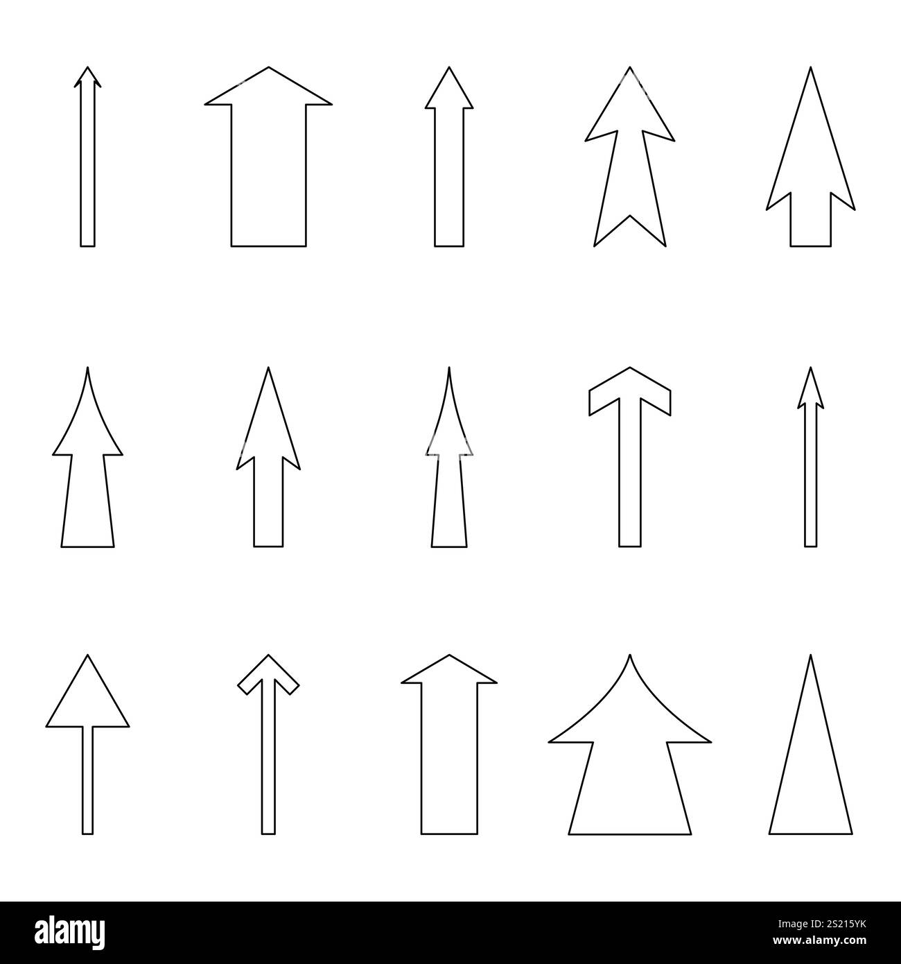 Vertical arrow designs. Geometric upward pointers. Simple vector graphics. Clean arrow symbols ...