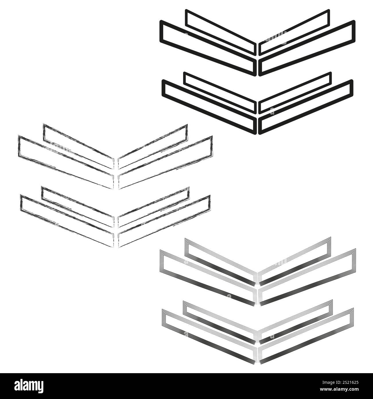 Chevron symbol set. Black and white lines. Distressed and clean shapes ...