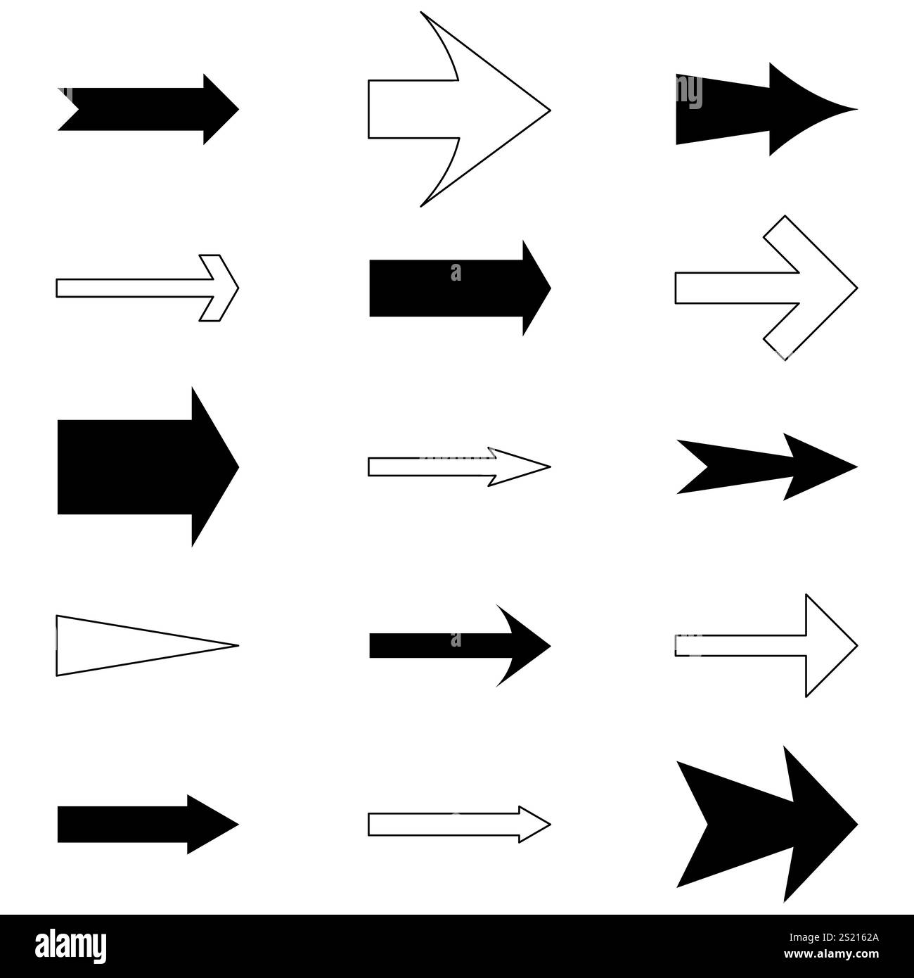 Directional Arrow Shapes Graphic Navigation Symbols Bold Vector
