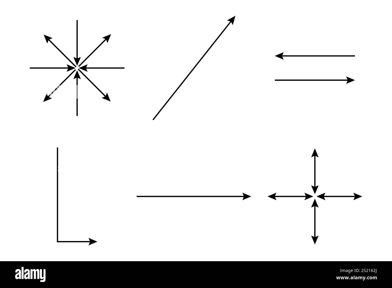 Arrow variations set. Curved and straight forms. Geometric path styles ...