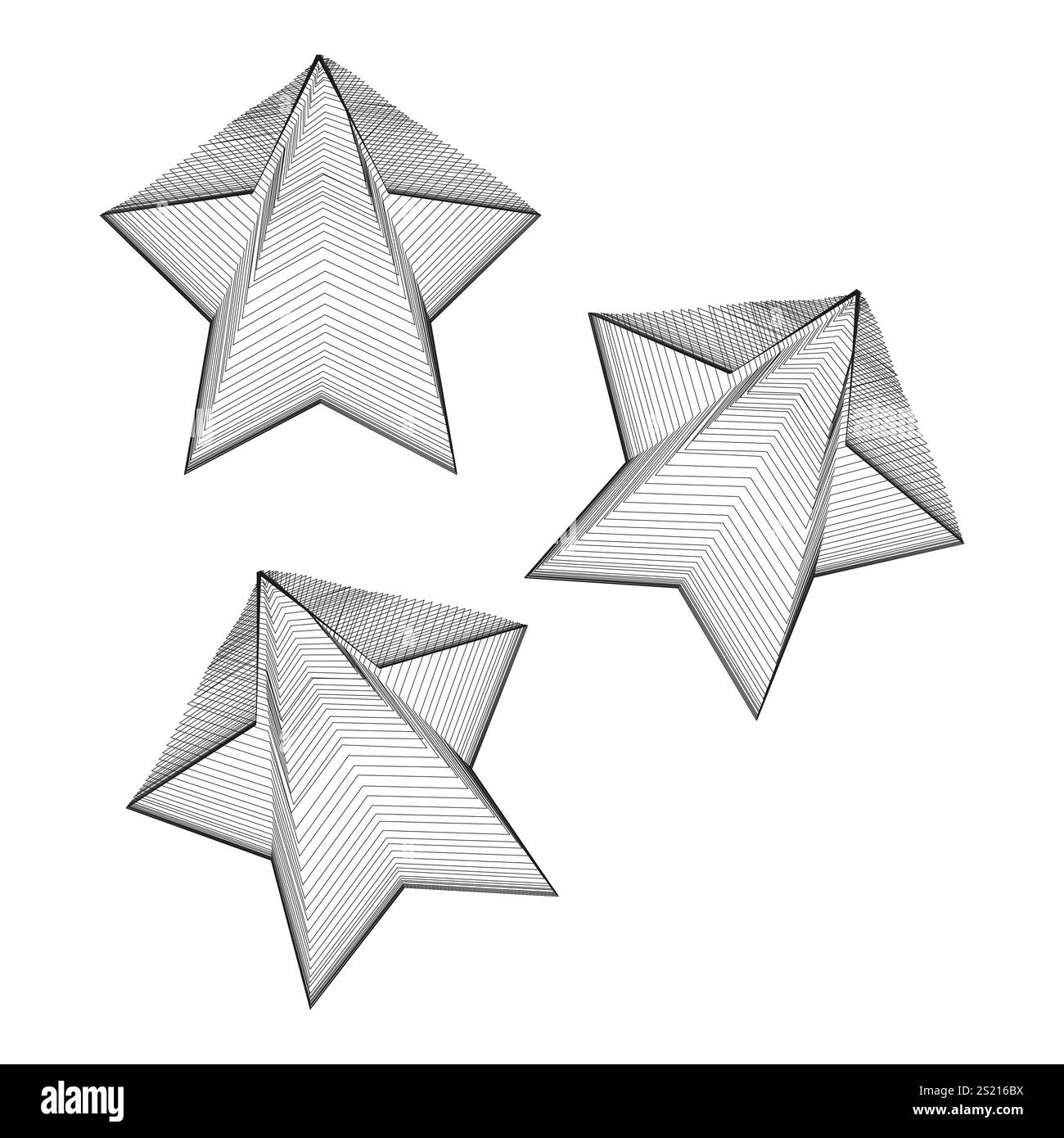 Wireframe star shapes. Black and white design. Geometric abstract ...