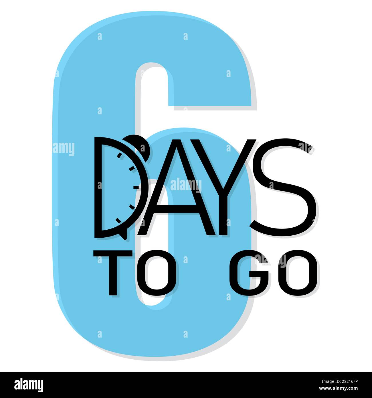 Countdown number six. Number 6 remaining. Typography focus text. Bright ...