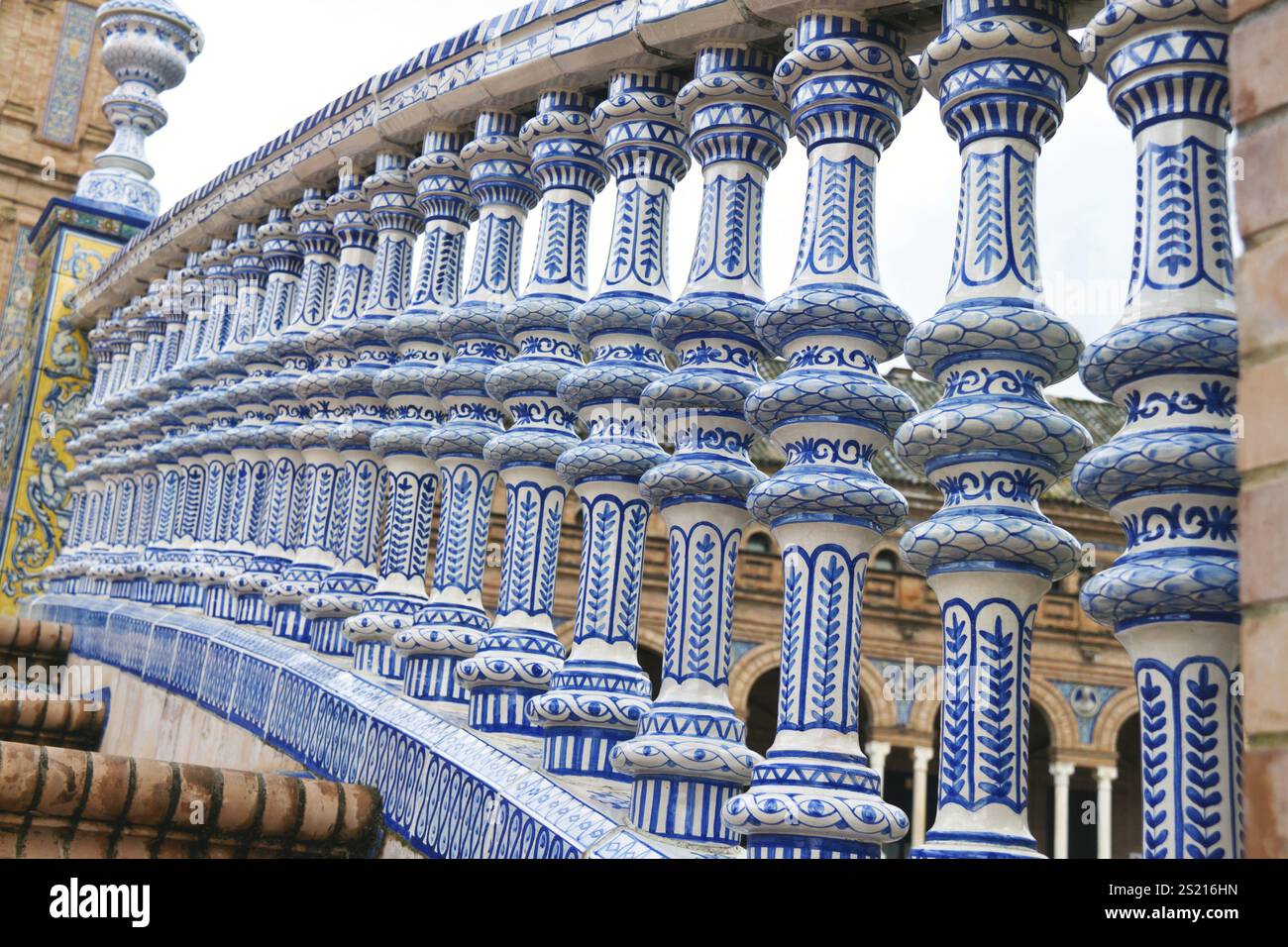 Spain, Andalusia. The Spanish pavilion in Seville at Plaza Espana ...