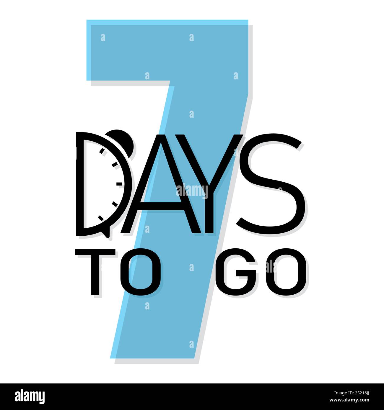 7 days countdown. Seven days left. Blue number seven. Countdown timer ...
