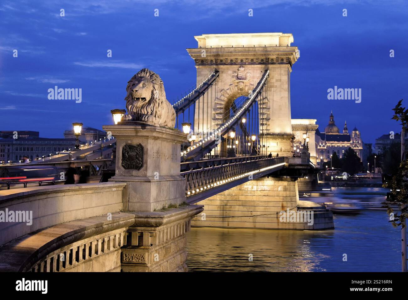 The Chain Bridge is one of the landmarks of Budapest in Hungary Austria ...
