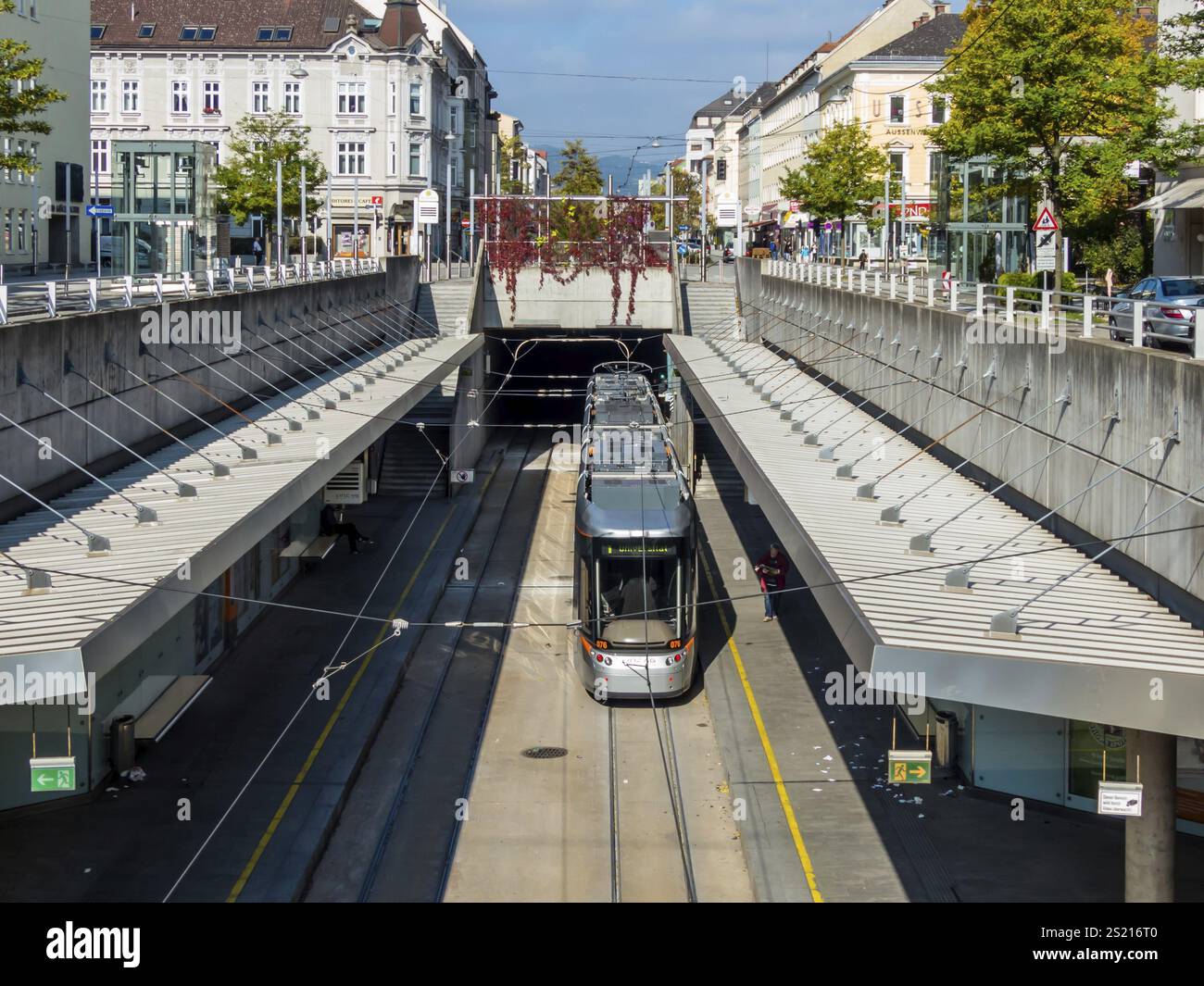 The tramway in Linz, Upper Austria runs partly underground Austria ...