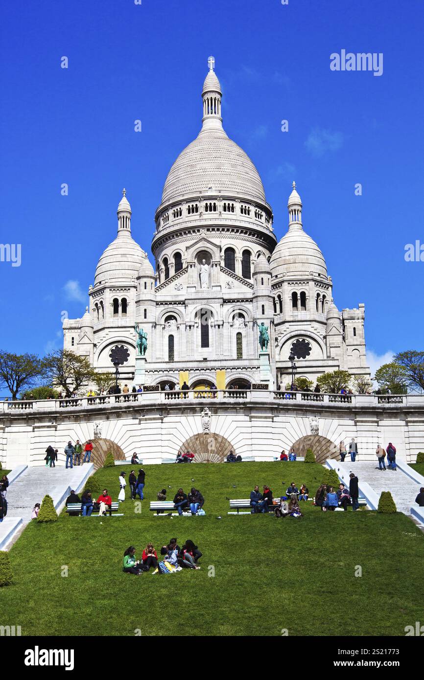 The Sacre Coeur church on Montmartre in Paris. One of the landmarks of ...