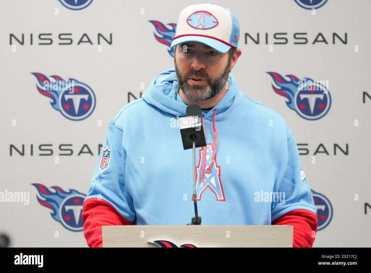 Tennessee Titans head coach Brian Callahan speaks during a news ...