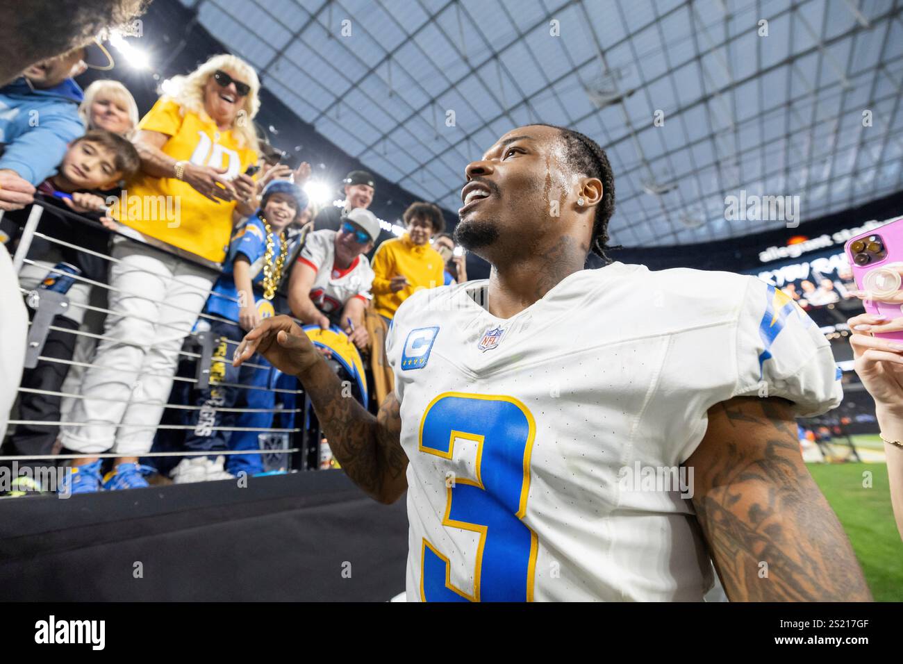 Los Angeles Chargers safety Derwin James, Jr. (3) celebrates while ...