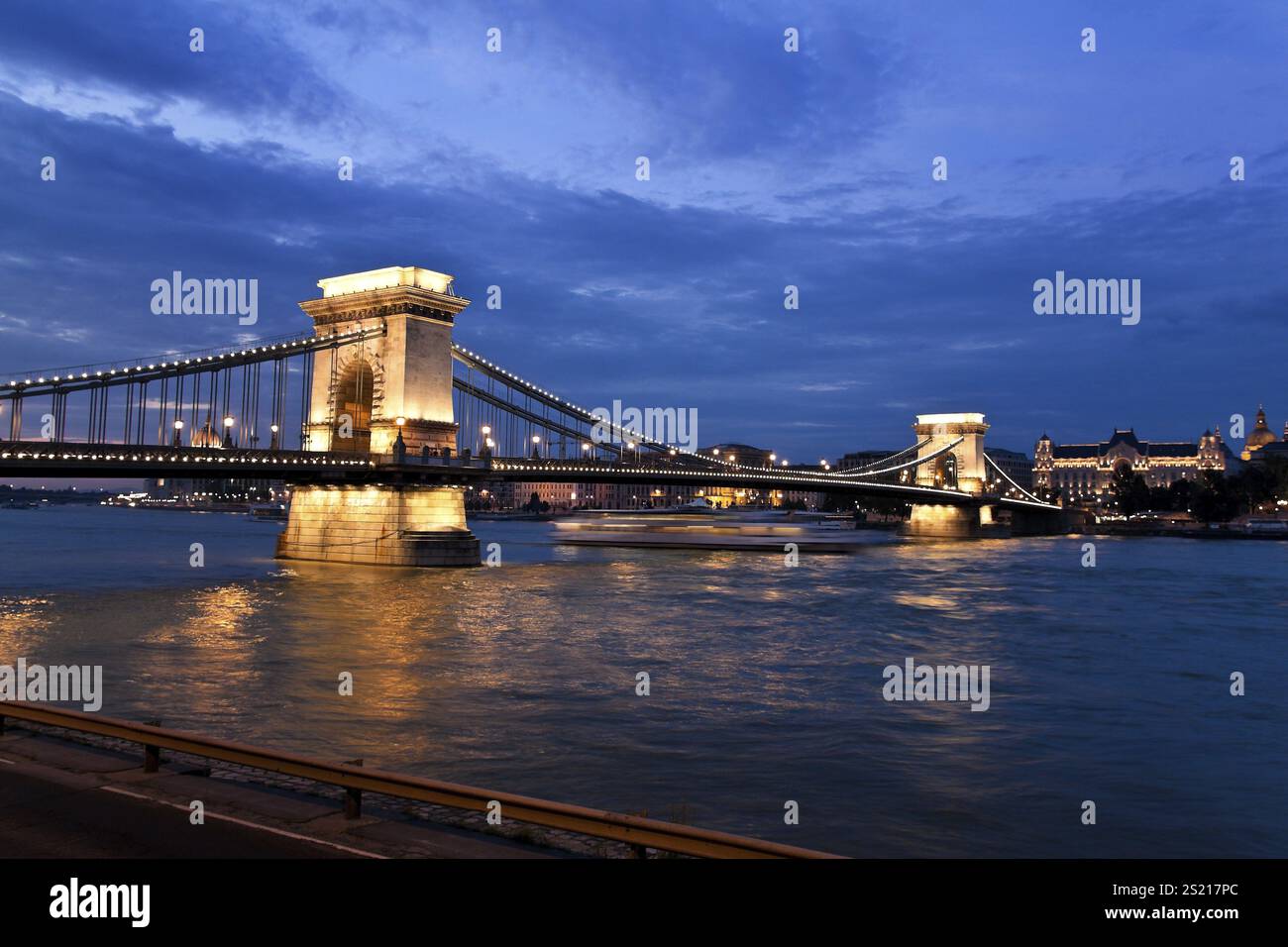 The Chain Bridge is one of the landmarks of Budapest in Hungary Austria ...