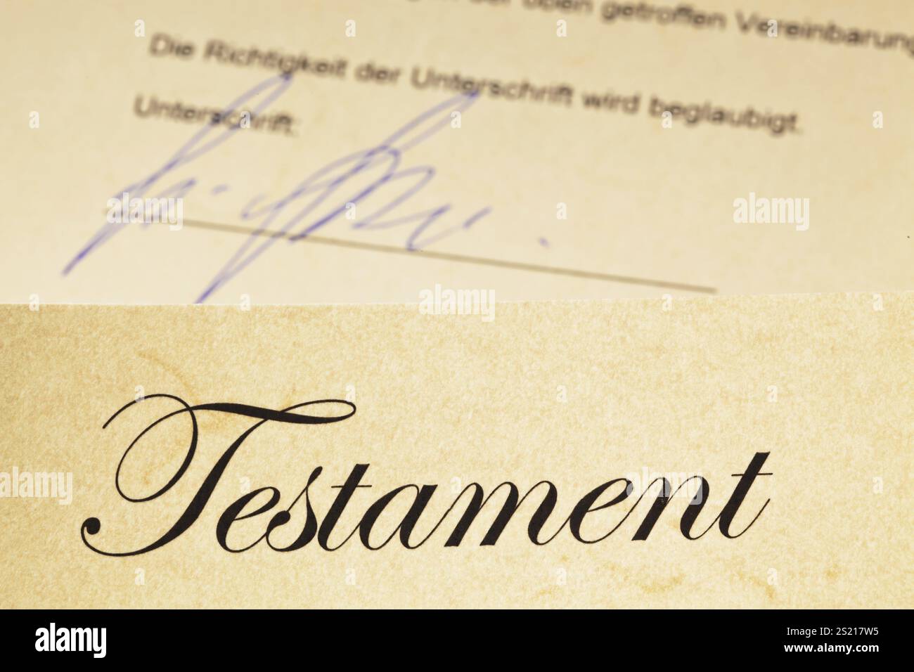 The will of a deceased person in German. Last will and inheritance ...