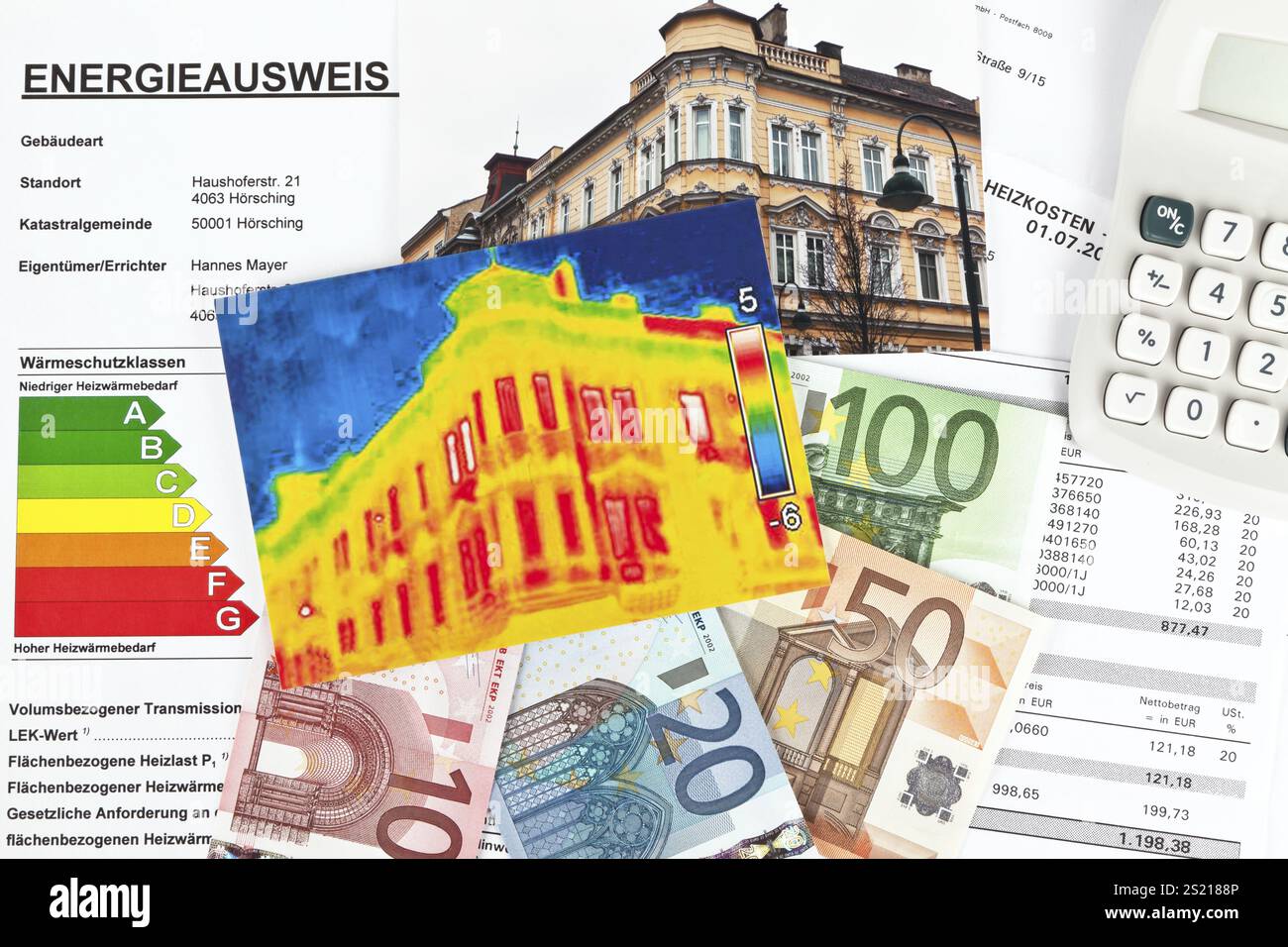 Saving energy through thermal insulation. House photographed with ...