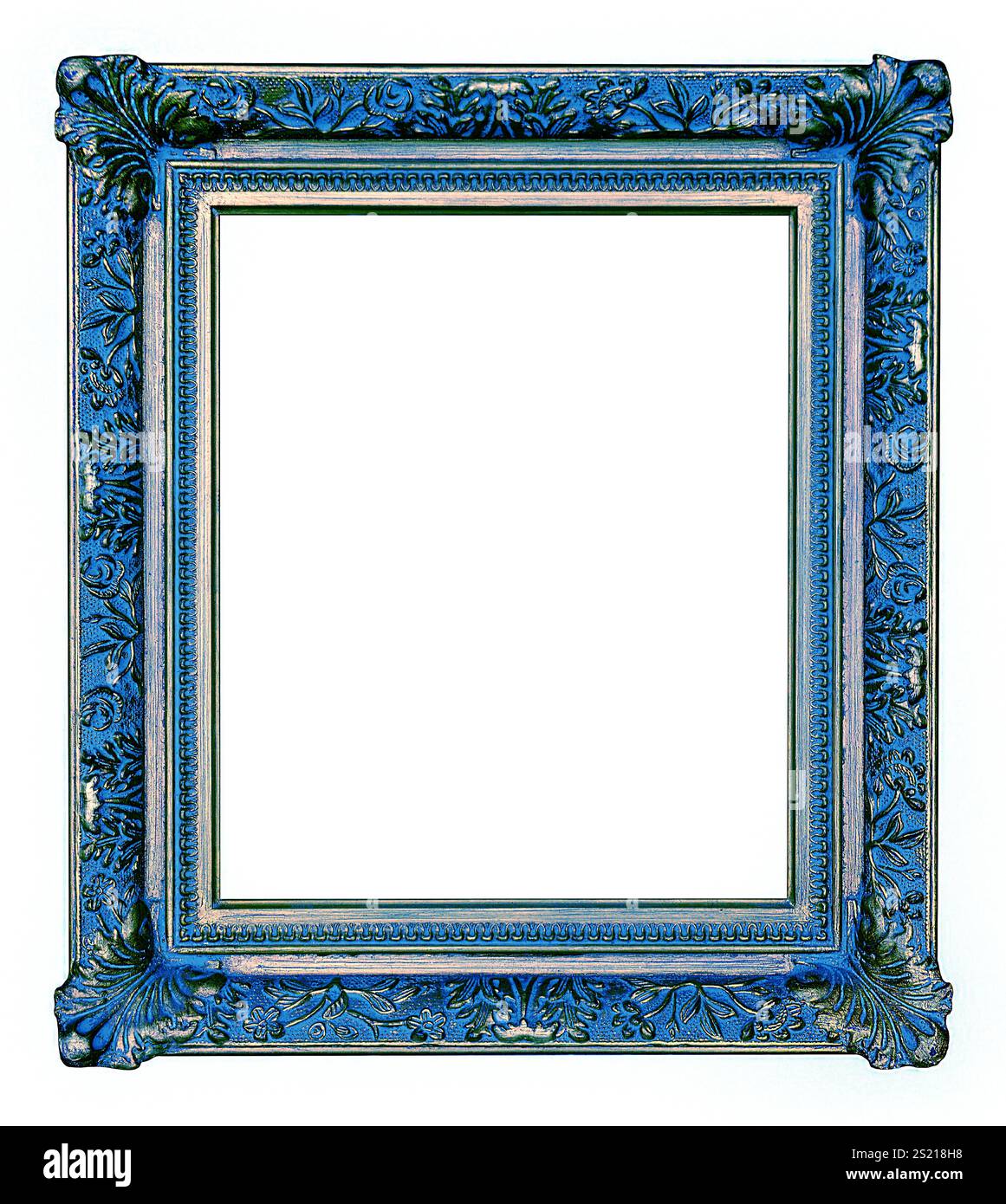 Antique blue and gold frame isolated on the white background Stock ...