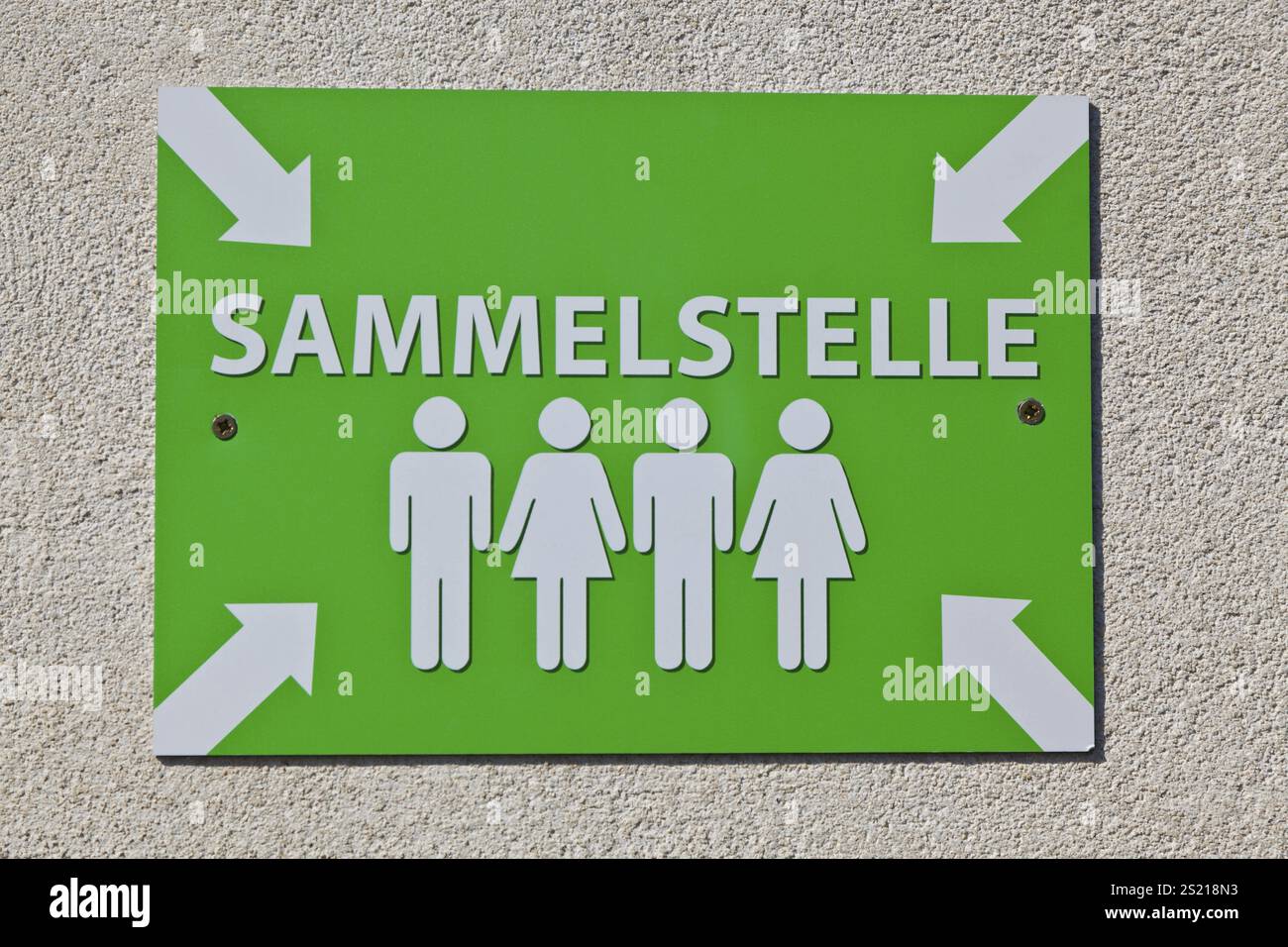 Sign for a collection point for tourists in a car park. Austria Stock ...