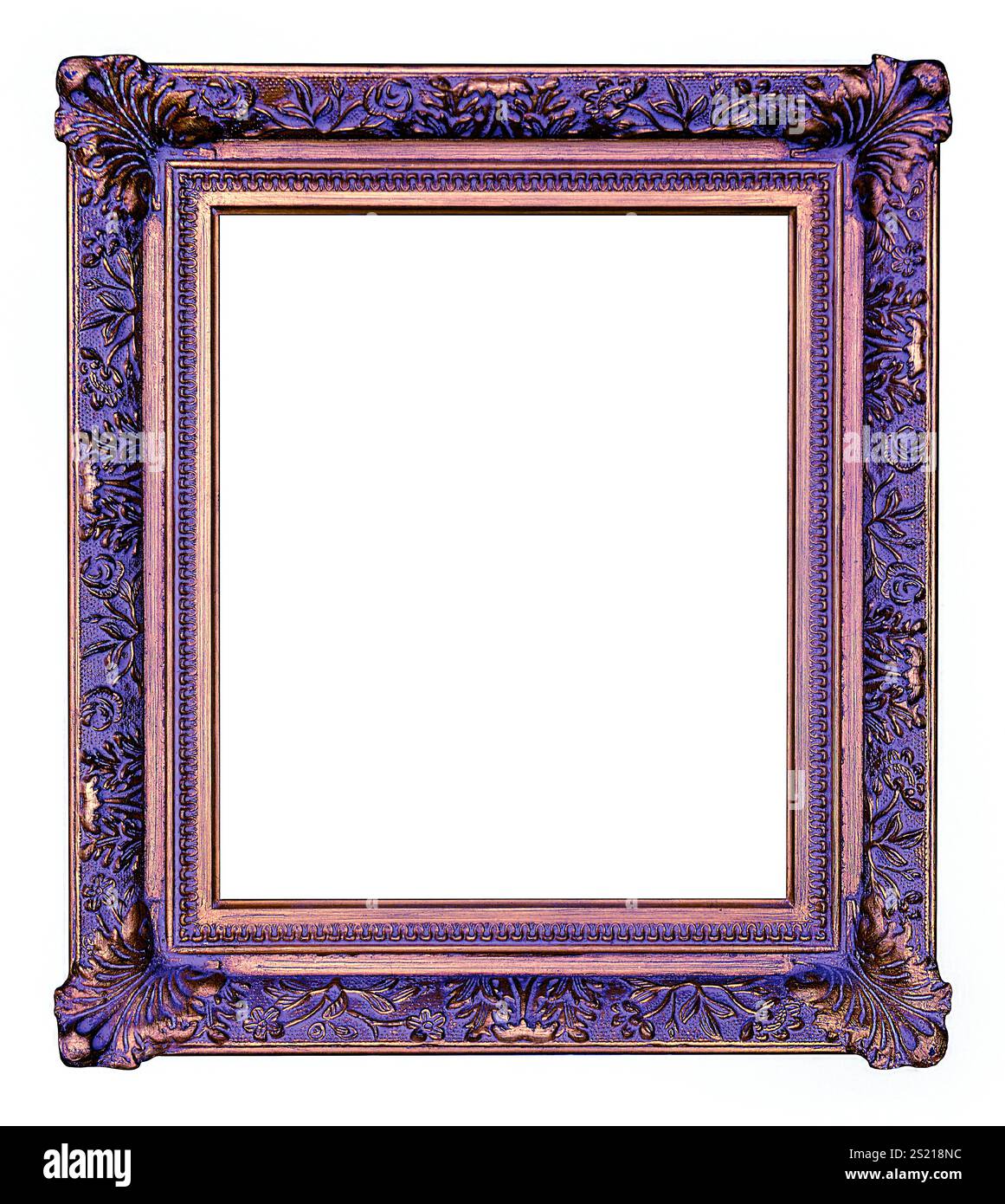 Antique violet and gold frame isolated on the white background Stock ...