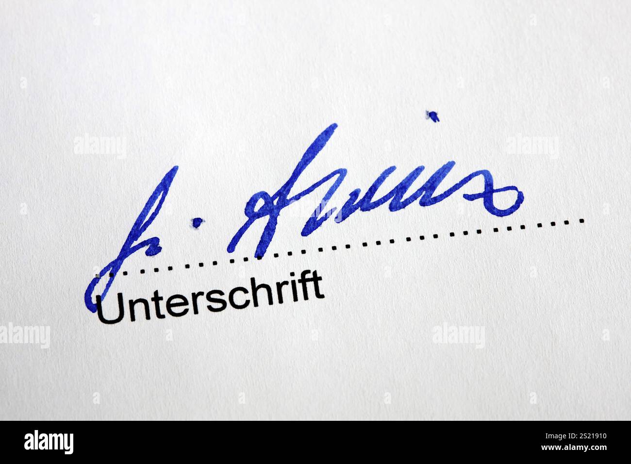 Handwritten signature with fountain pen under a letter Austria Stock ...